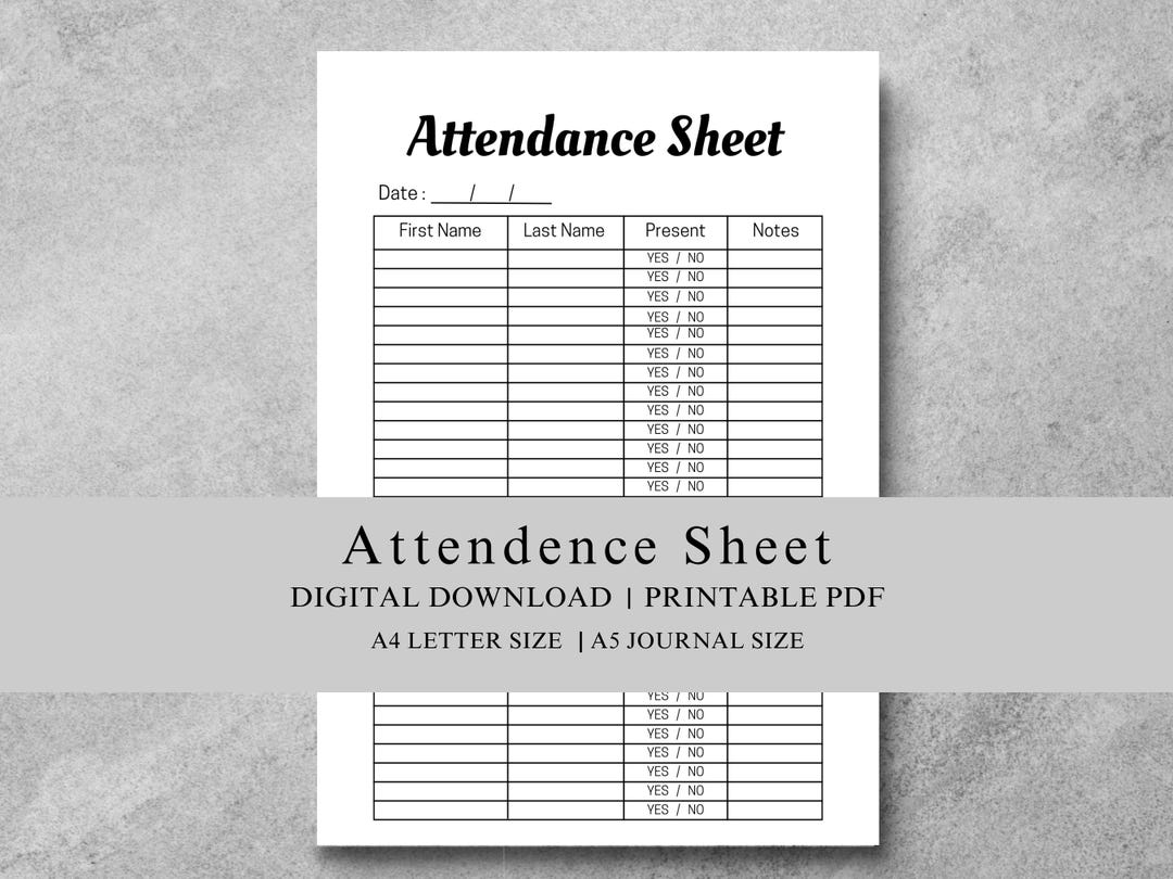 Attendance Sheet Employee or Class Attendance Tracker Daily Log ...