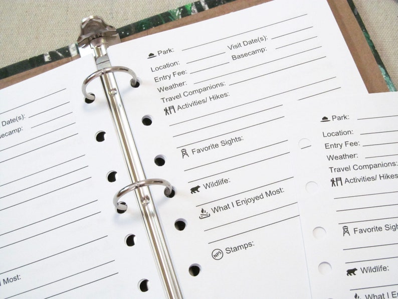 Style 2 Park Passport Journal Pages works With National Park Passport ...