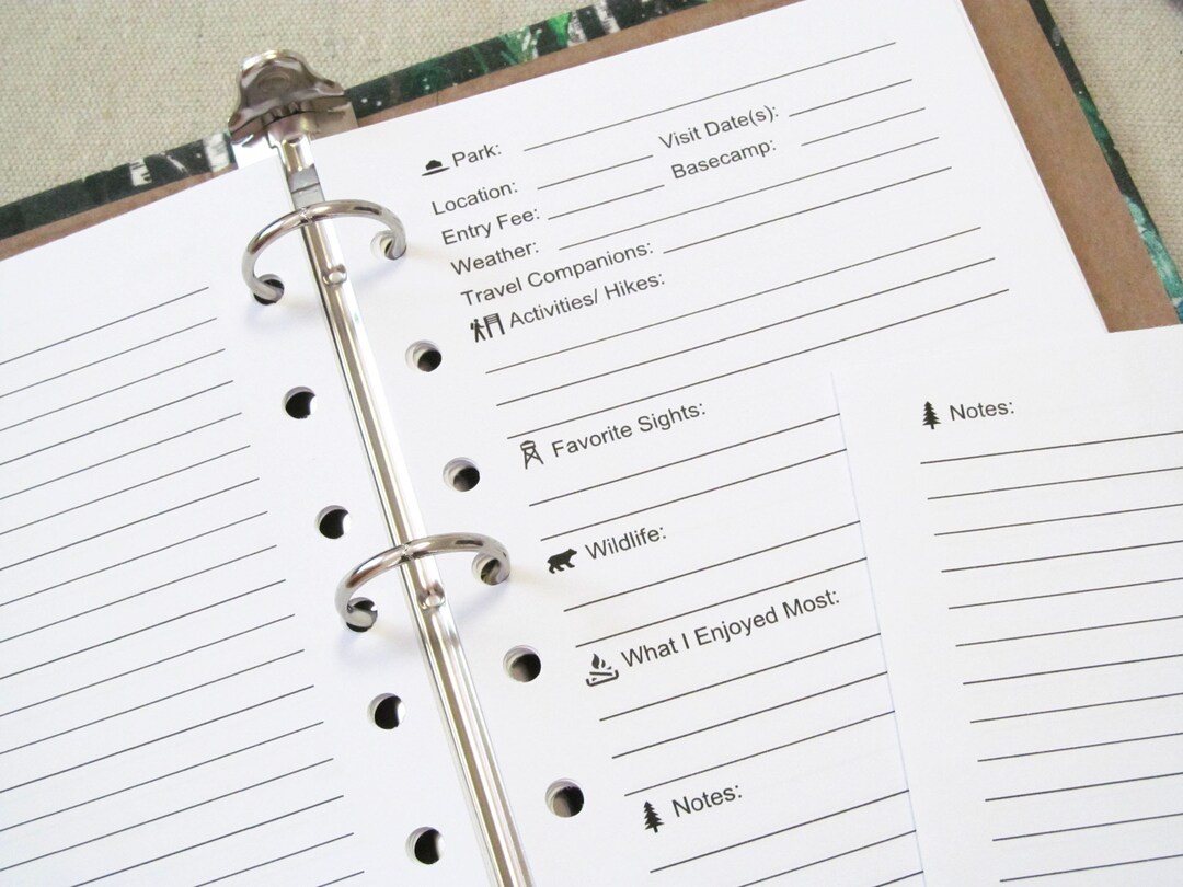 Style 4 Park Visit Journal Pages works With National Park - Etsy