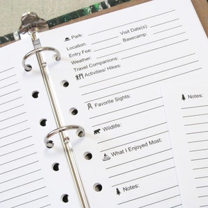 Style 4 - Park Visit Journal Pages (works With National Park Passport ...