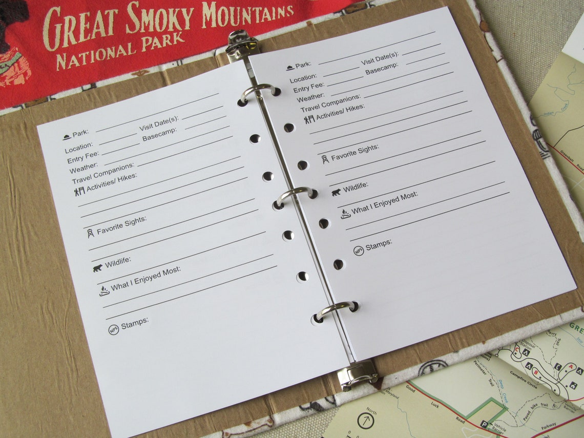 Style 2 Park Passport Journal Pages works With National Park Passport ...