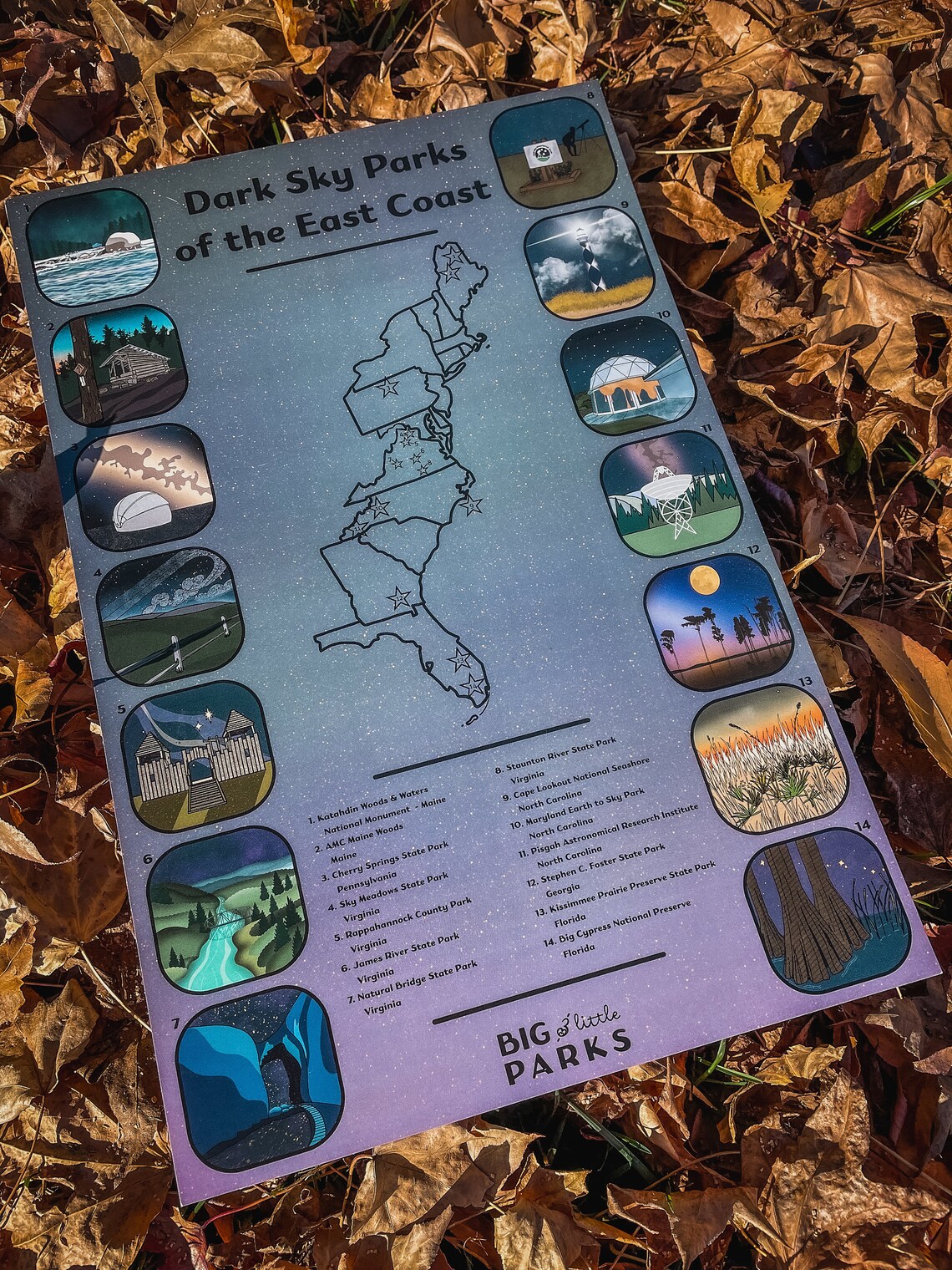 Dark Sky Parks of the East Coast Map Poster Print - Etsy