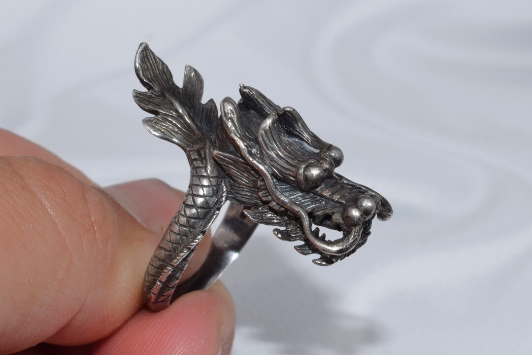Chinese Dragon Ring. Silver Sterling Ring, Collectible Silver Ring ...