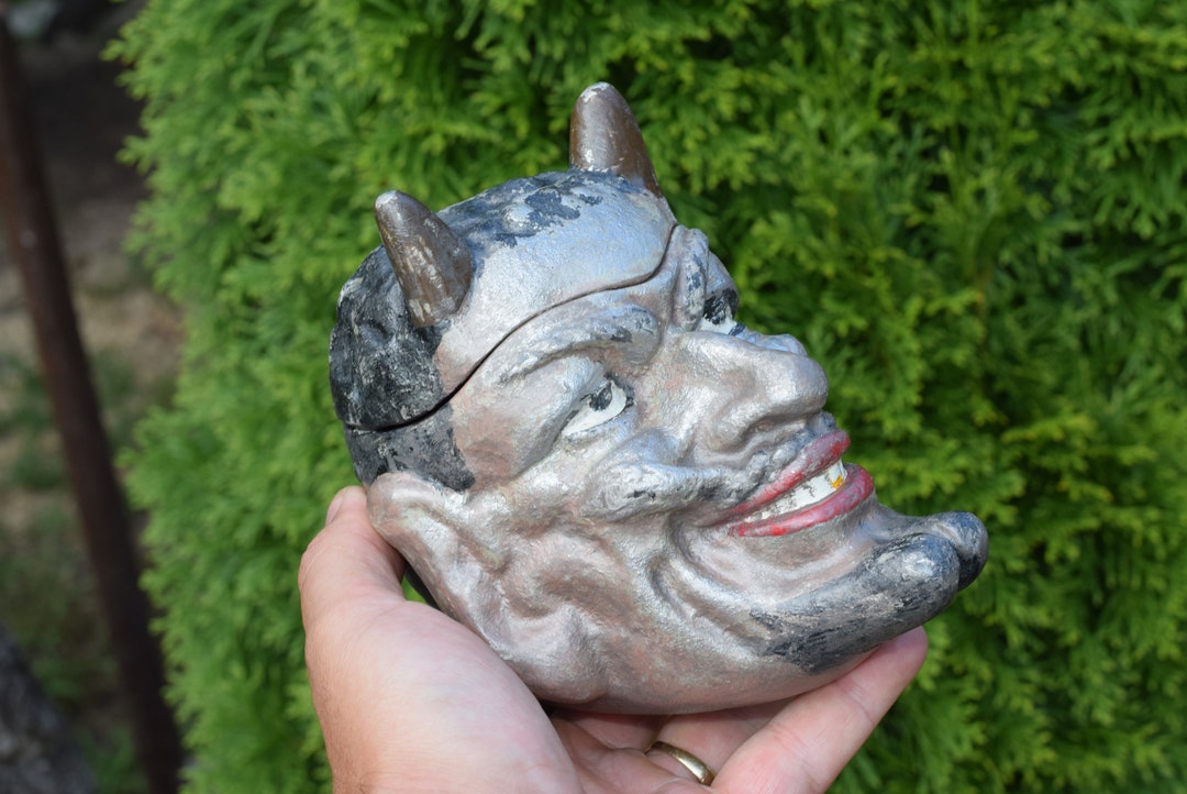 Antique Ashtray, Devil Figure, Demon Cigarette Urn, Box Halloween, Old ...