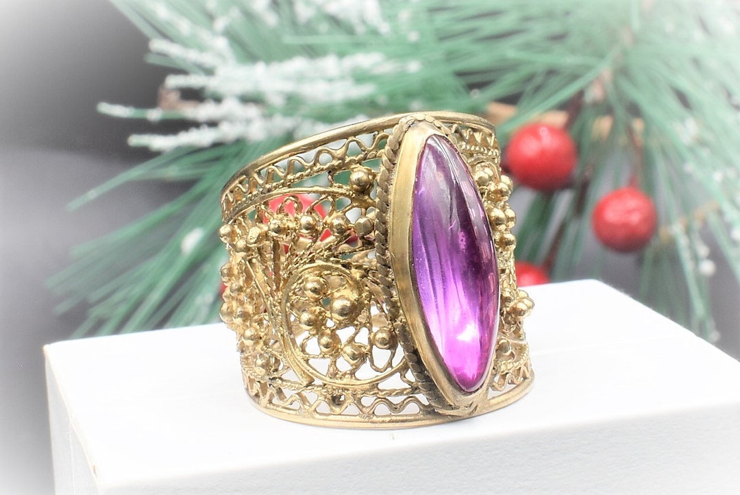 Soviet Vintage Ring With Pink Cabochon, Silver Plated Ring, Silver 875 ...