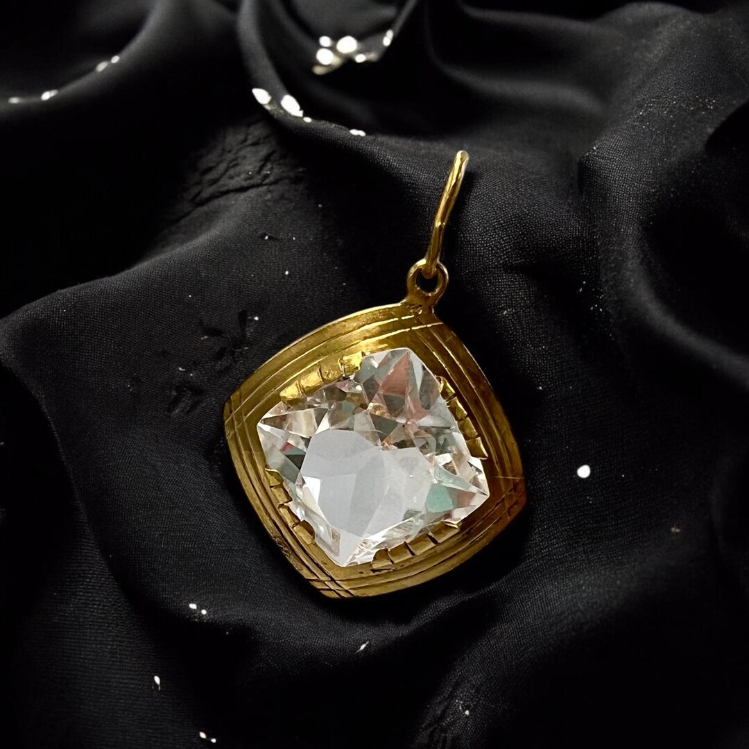 Antique 875 Sterling Silver Gilded Rock Crystal Pendant, Ukraine ...