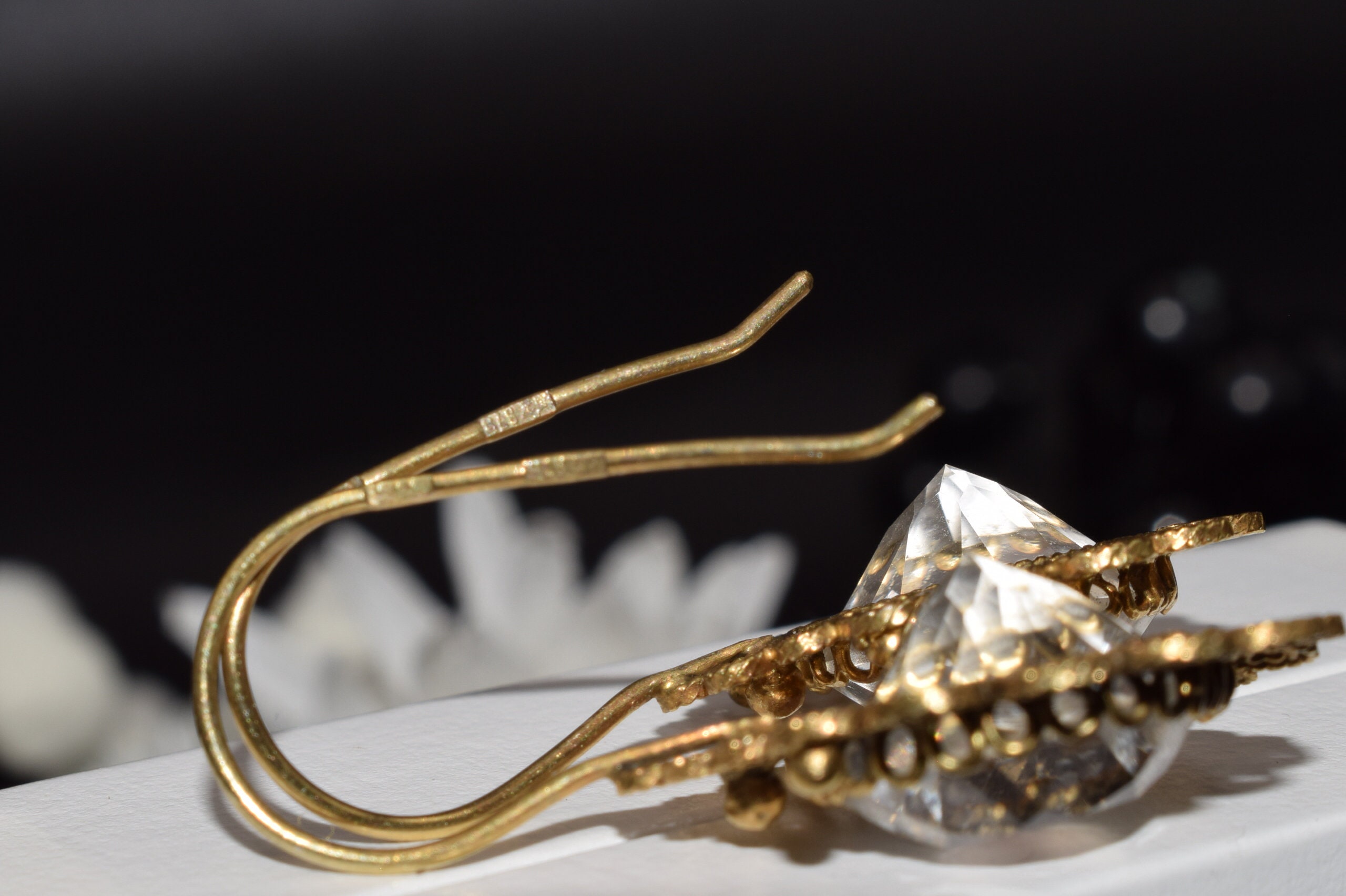 Vintage Gilded Sterling Silver 875 Rock Crystal Earrings, Soviet ...