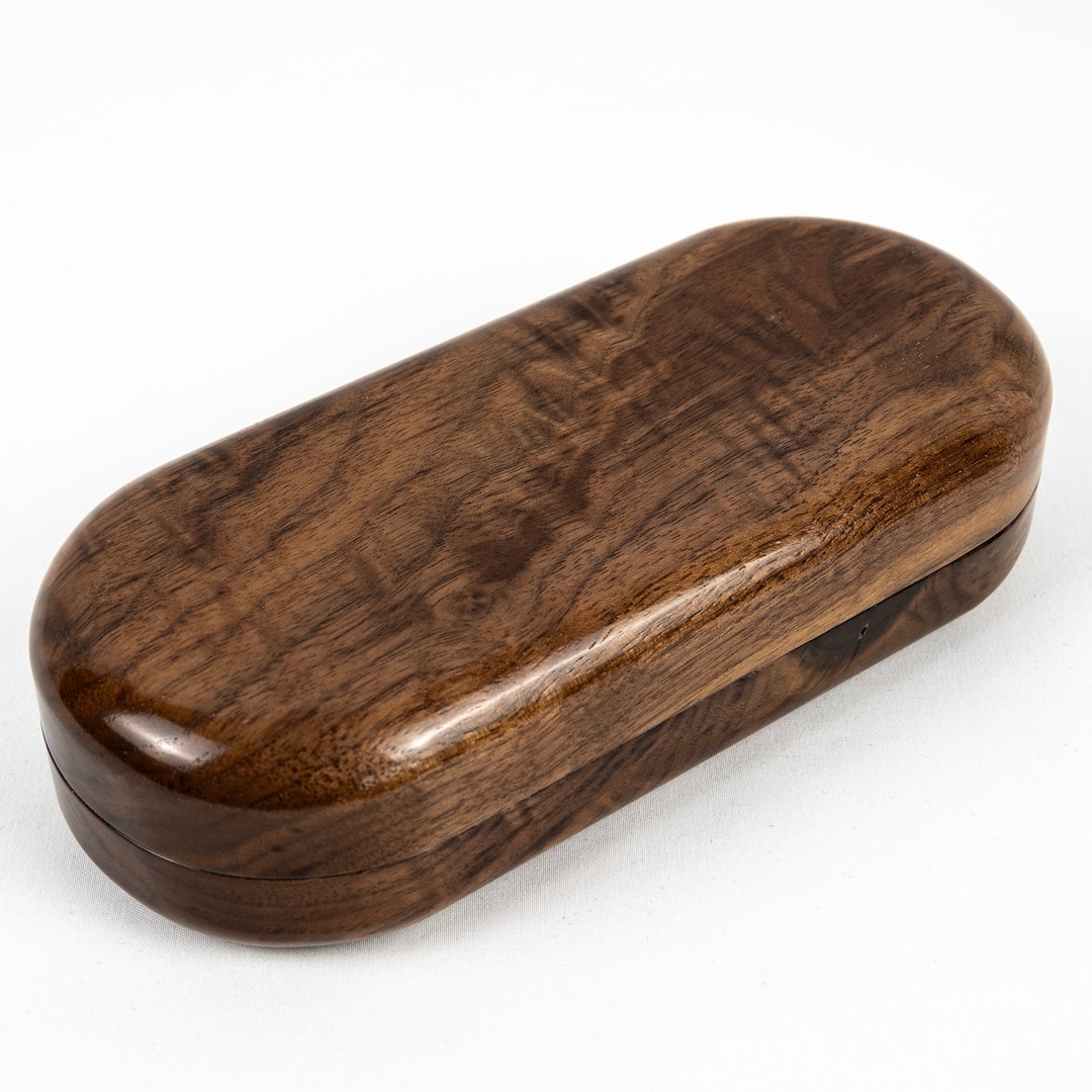 Handcrafted Walnut Wood Eyeglasses Case | Natural Finish | Faux Suede ...
