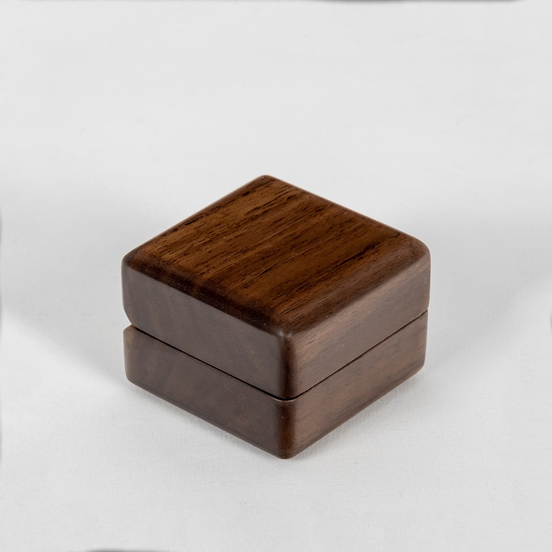 Walnut Ring Box Wood Handmade Blue Leather - Etsy
