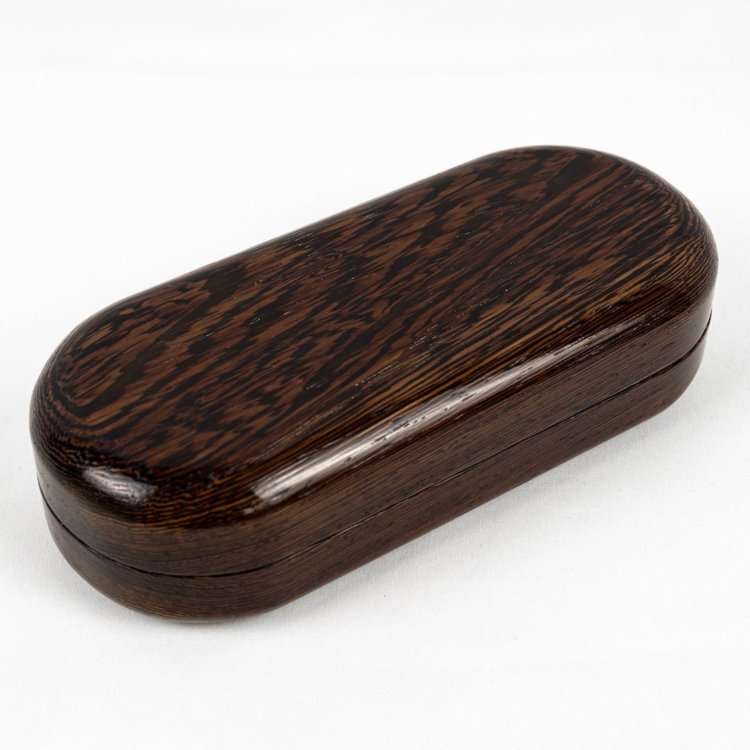 Handcrafted Wenge Wood Eyeglasses Case, Natural Finish, Faux Suede ...