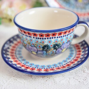 Polish Pottery Tea Set for One With Tea Cup and Saucer Polish Pottery ...