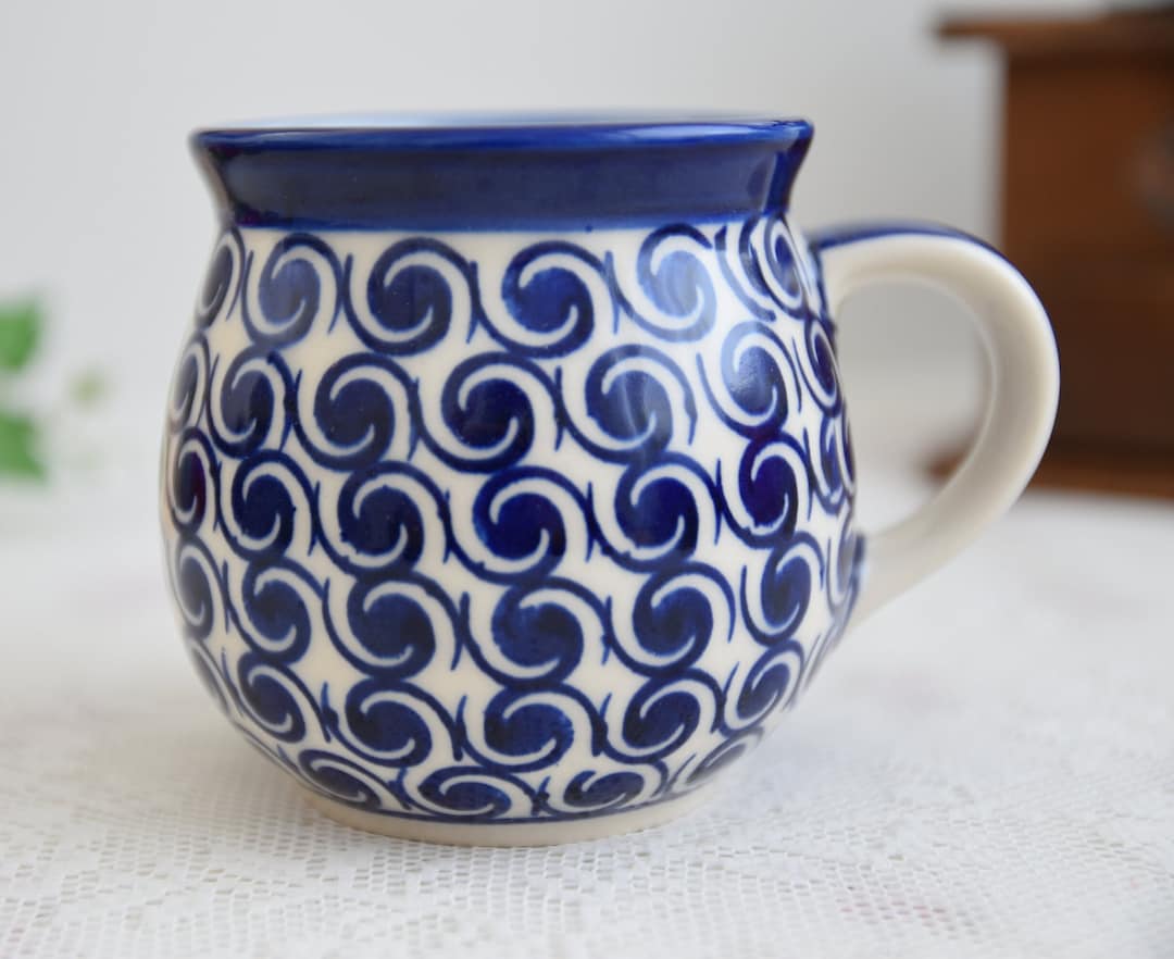 Handmade Polish Pottery Mug With Loop Handle by Boleslawiec Ceramic ...