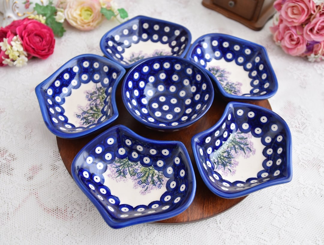 Polish Pottery Lazy Susan for Dining Table With Rotating Tray and Polka ...