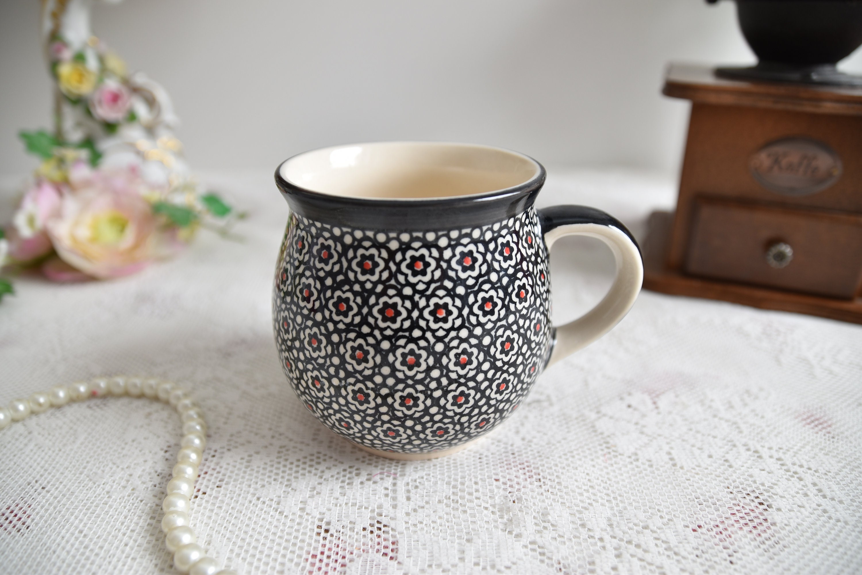 Handmade Polish Pottery Mug With Loop Handle by Boleslawiec Ceramic ...