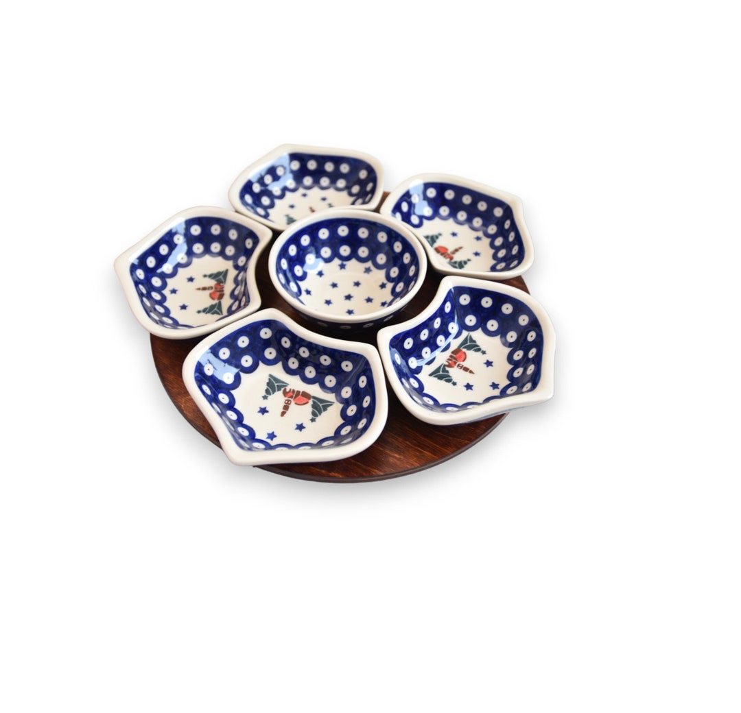 Christmas Lazy Susan for Dining Table With Rotating Tray, Dipping Sauce ...