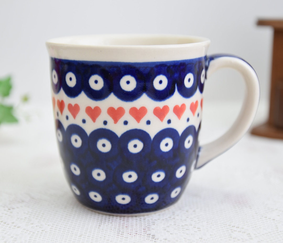 Made in Poland Pottery Ceramic Mug With Hearts Valentines Day Gift From ...