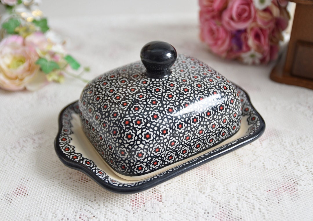 Polish Pottery Butter Dish With Lid Handmade Ceramic From Boleslawiec ...