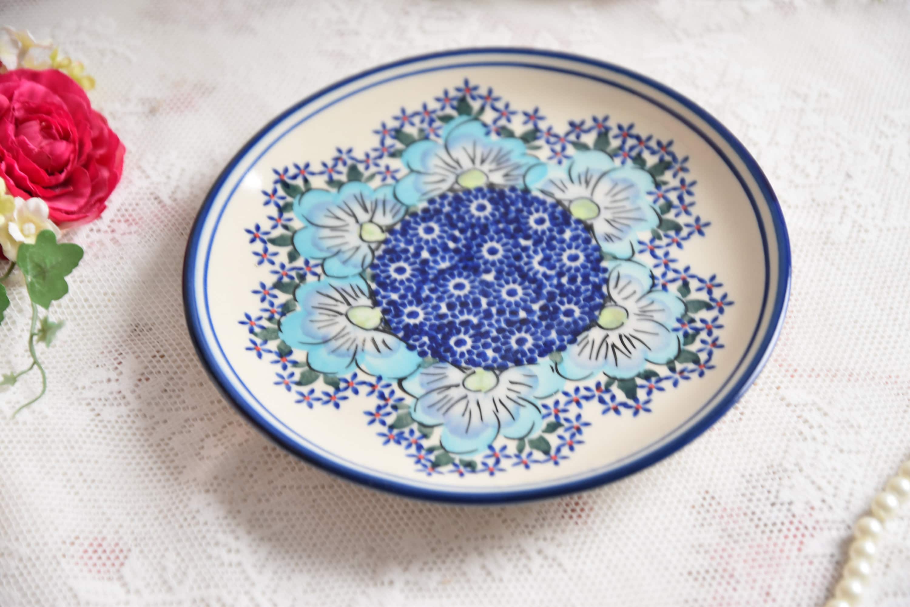 Boleslawiec Pottery Hand Painted Flower Plates Polish Folk Art Bunzlau ...