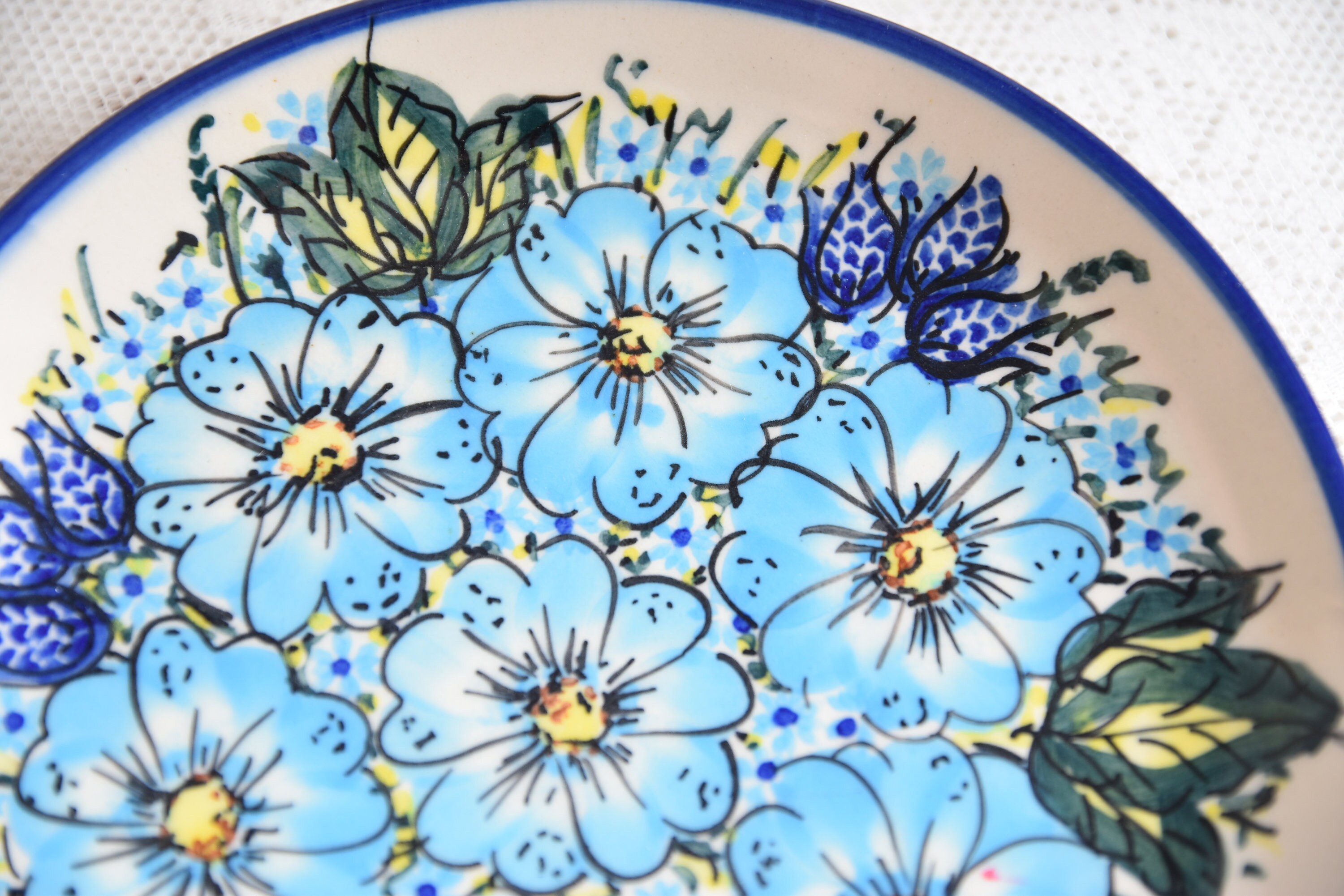 Boleslawiec Pottery Hand Painted Flower Plates Polish Folk Art Bunzlau ...