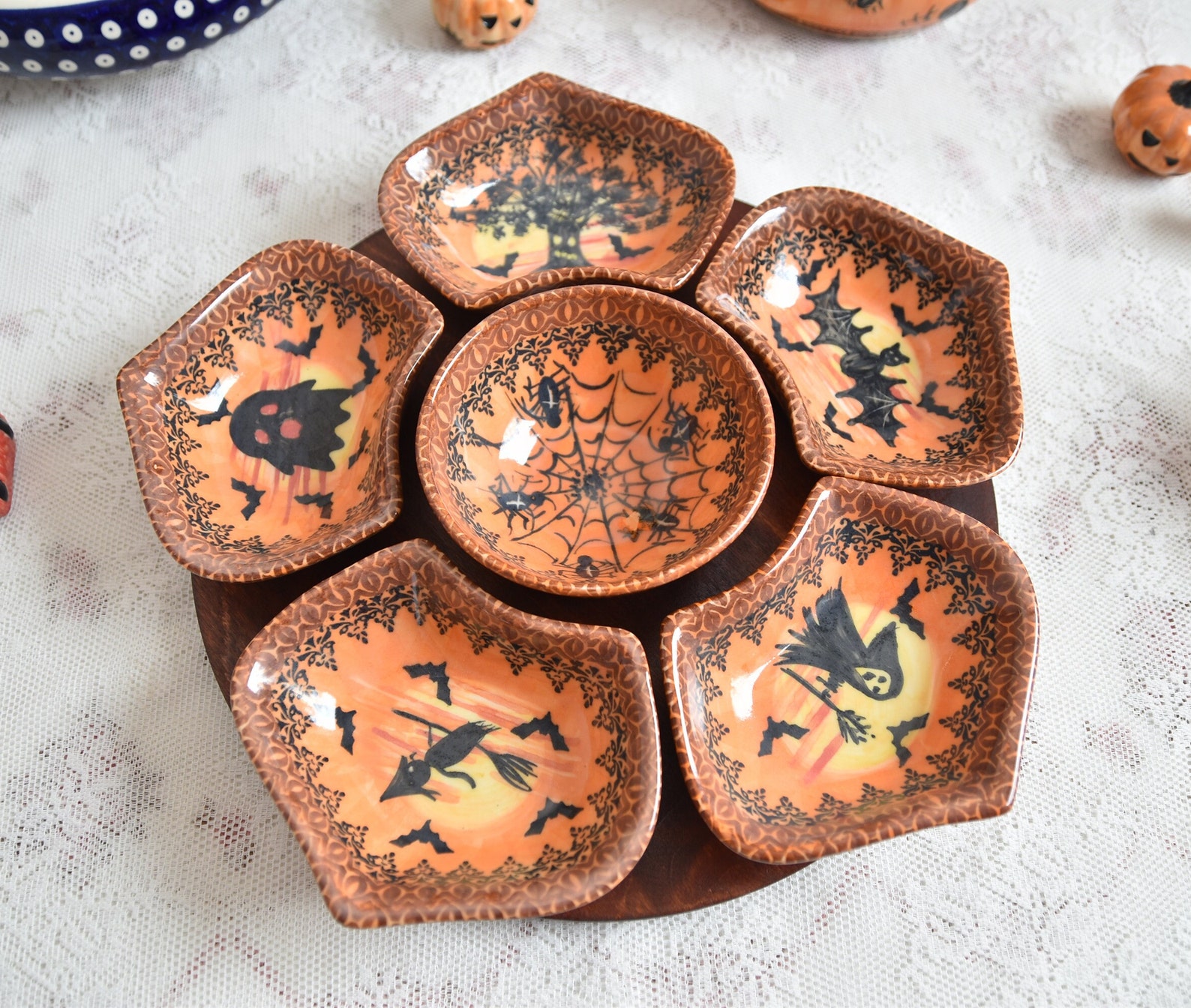 Halloween Lazy Susan for Dining Table With Rotating Tray, Dipping Sauce ...