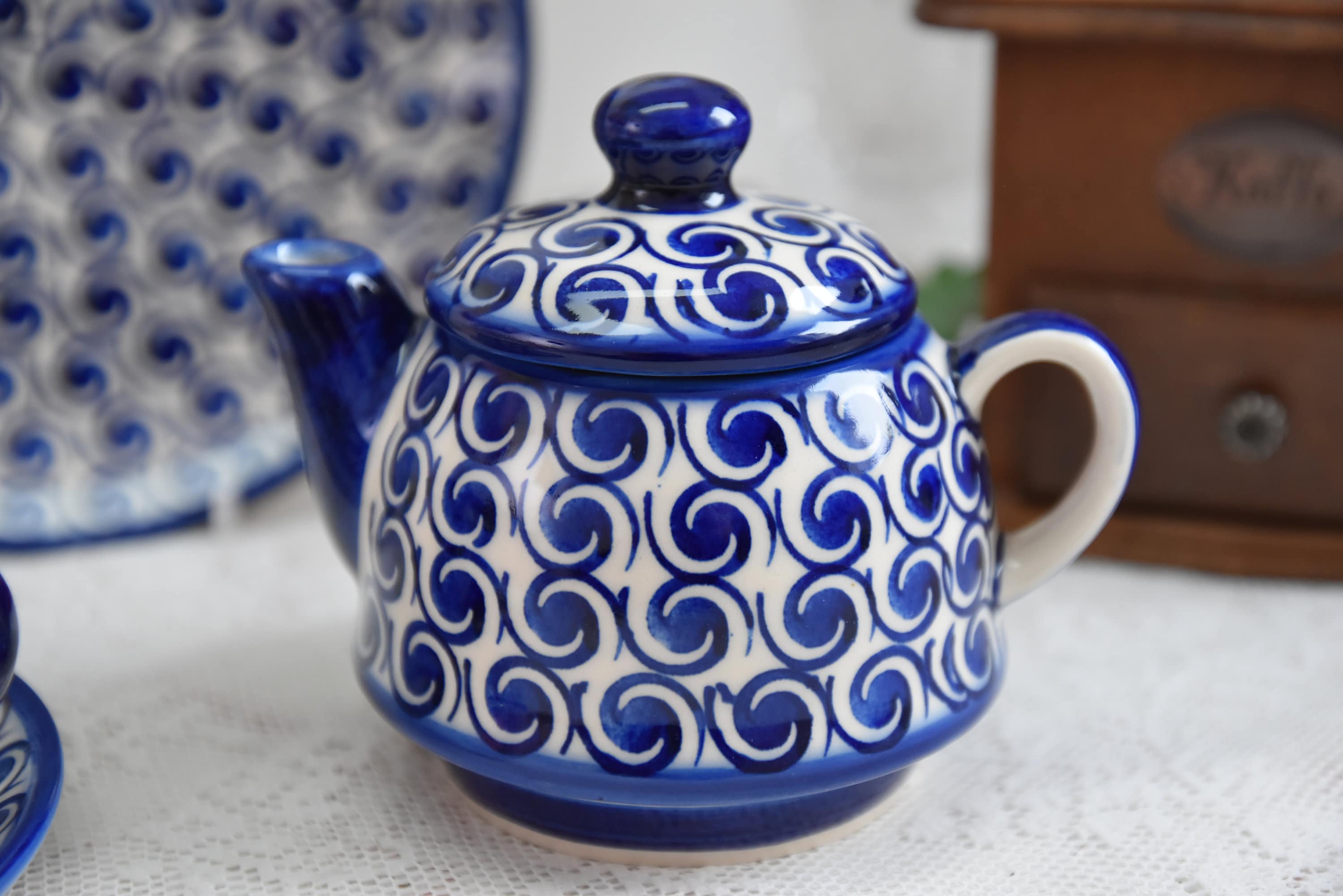 Handmade Kettle and Mug Set Polish Pottery With Hand Painted ...