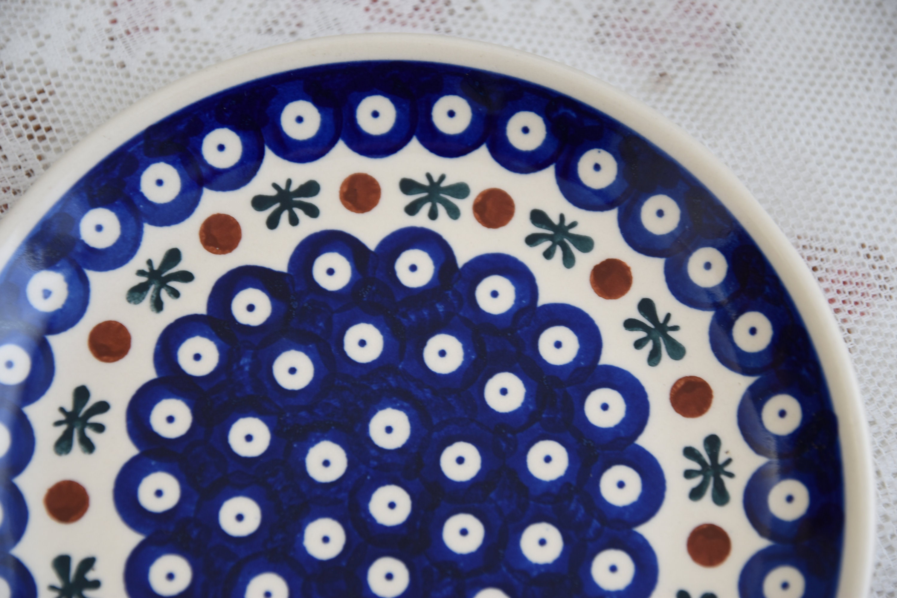 Unique Polish Pottery Polka Dot Plate With Hand Painted Lavendar ...