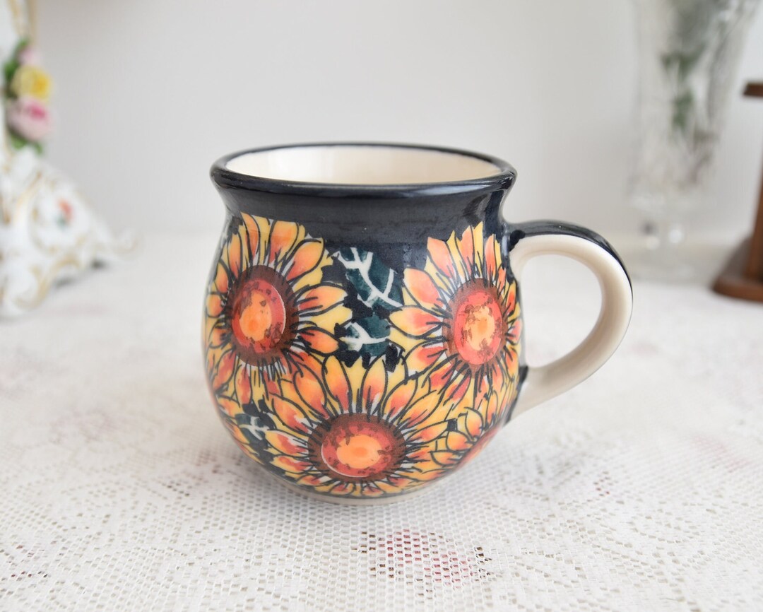 Sunflowers Boleslawiec Handmade Polish Pottery Mug With Loop Handle by ...