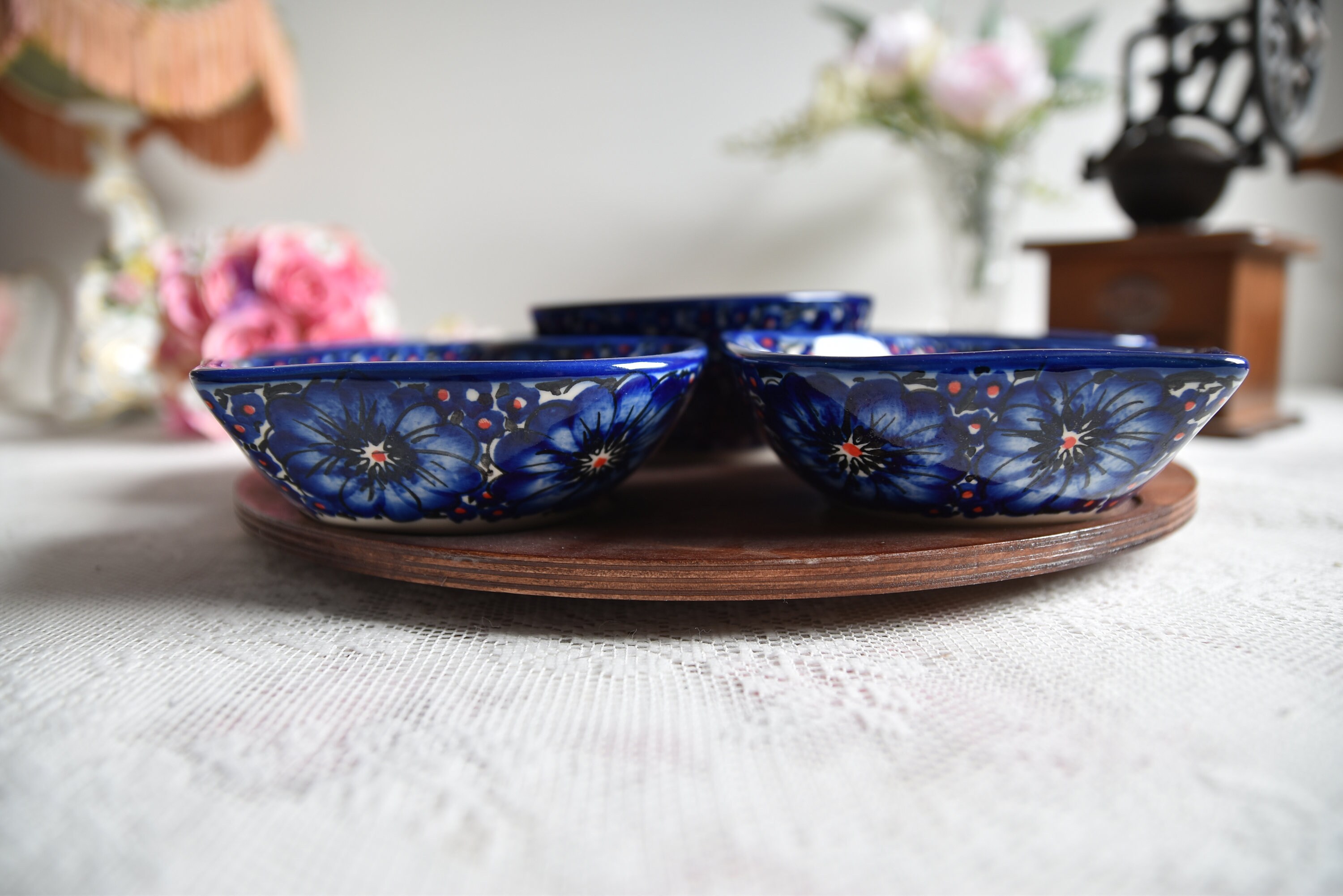 Lazy Susan Polish Pottery Large Dipping Sauce Bowls Set for - Etsy