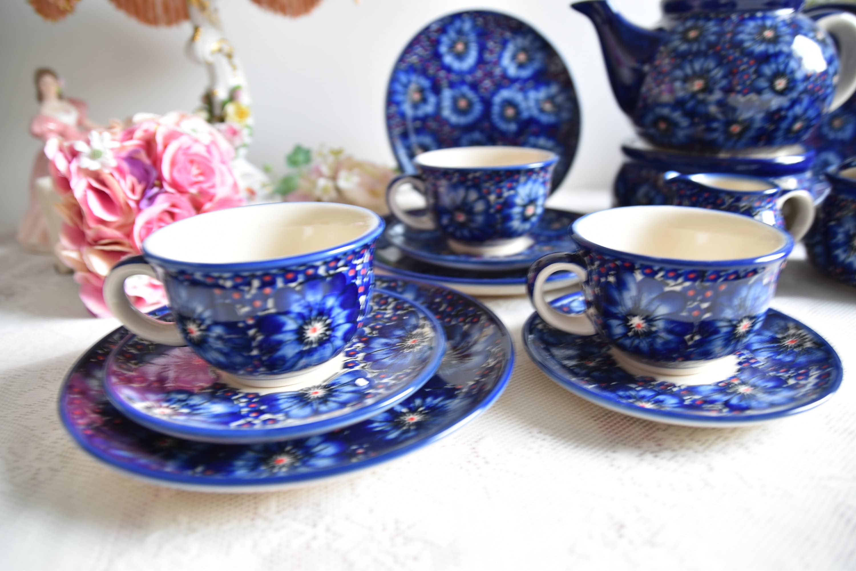 Handpainted Ceramic Tea Set With Floral Decoration Polish - Etsy