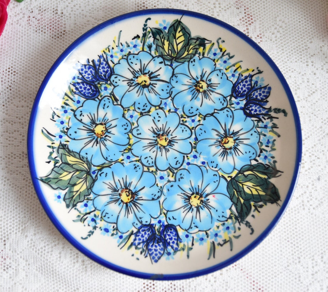Boleslawiec Pottery Hand Painted Flower Plates Polish Folk Art Bunzlau ...