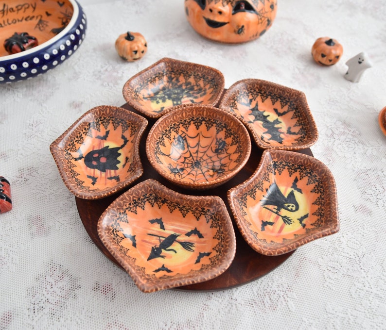 Halloween Lazy Susan for Dining Table With Rotating Tray, Dipping Sauce ...