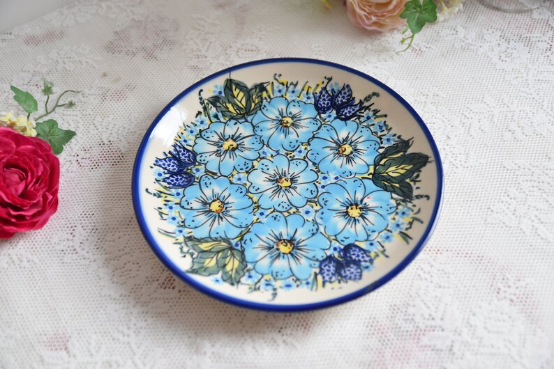 Boleslawiec Pottery Hand Painted Flower Plates Polish Folk Art Bunzlau ...