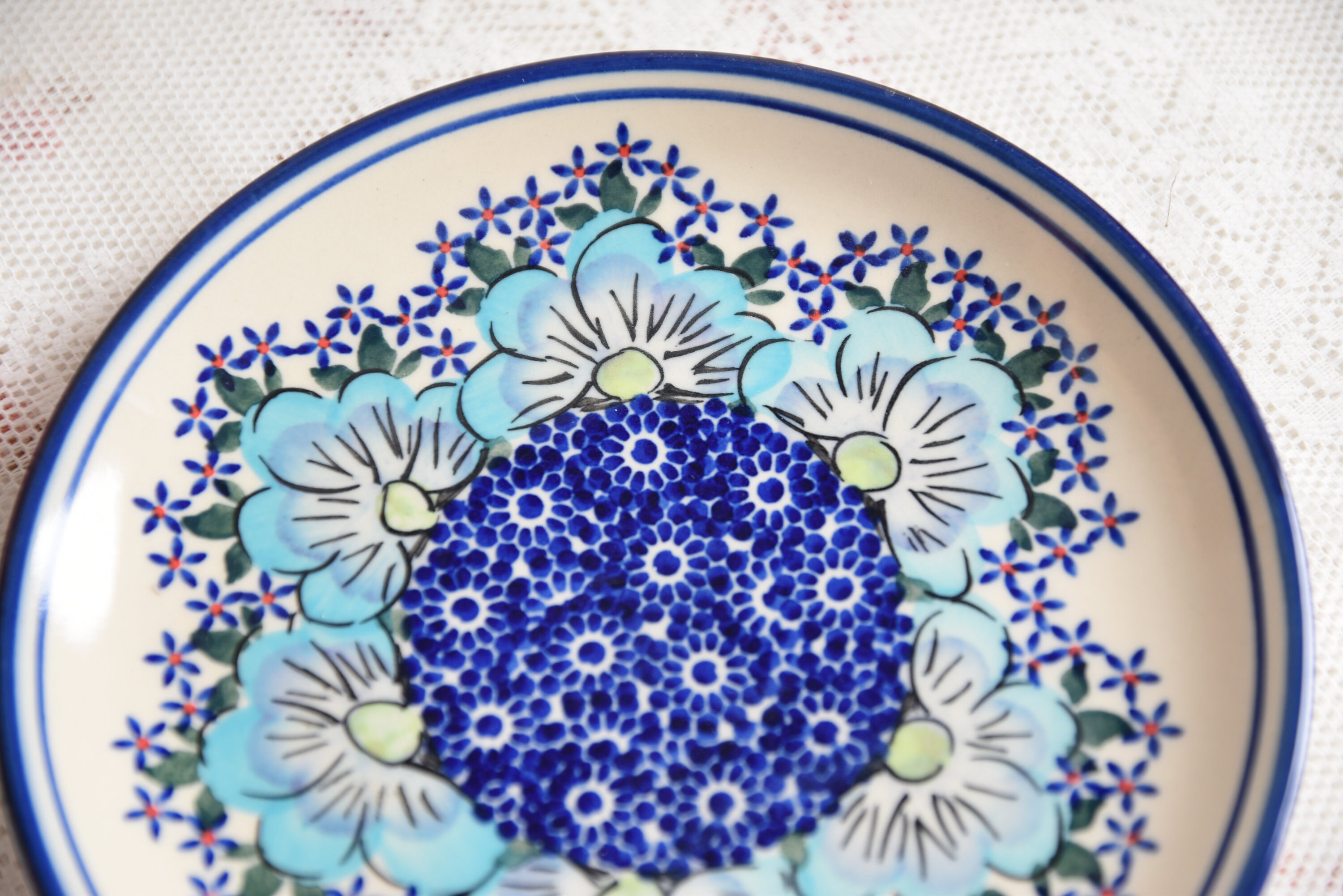 Boleslawiec Pottery Hand Painted Flower Plates Polish Folk Art Bunzlau ...