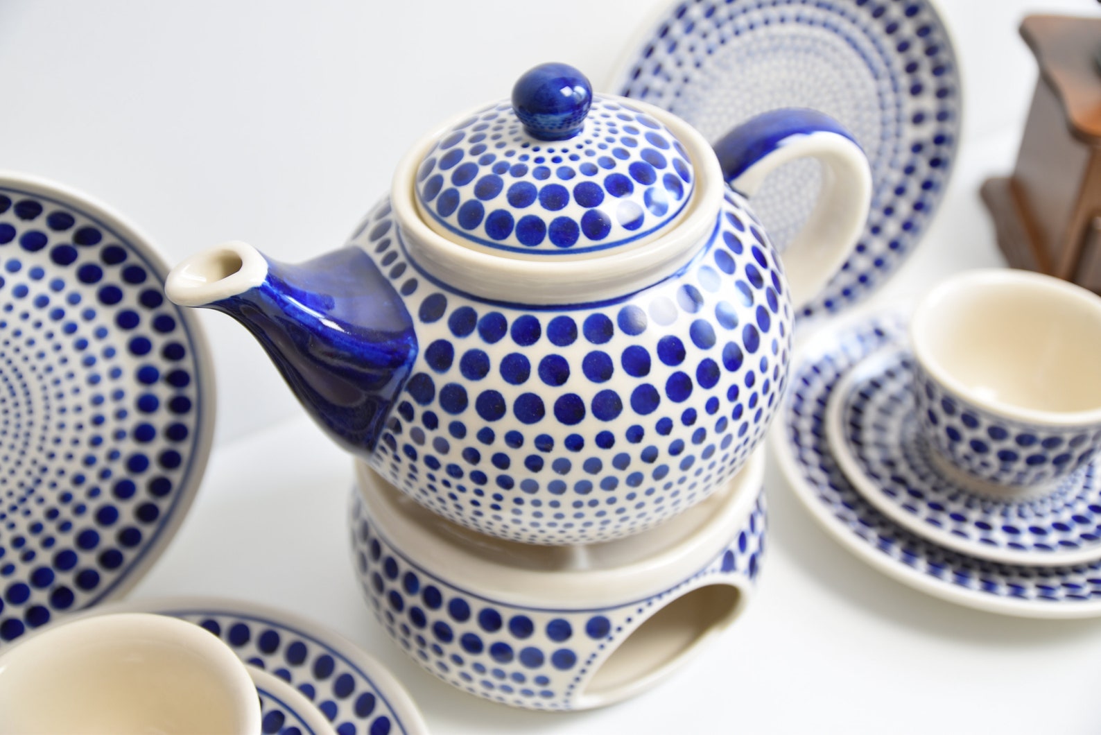 Stoneware Tea Set Boleslawiec, Stoneware Dinnerware Set Polish Pottery ...
