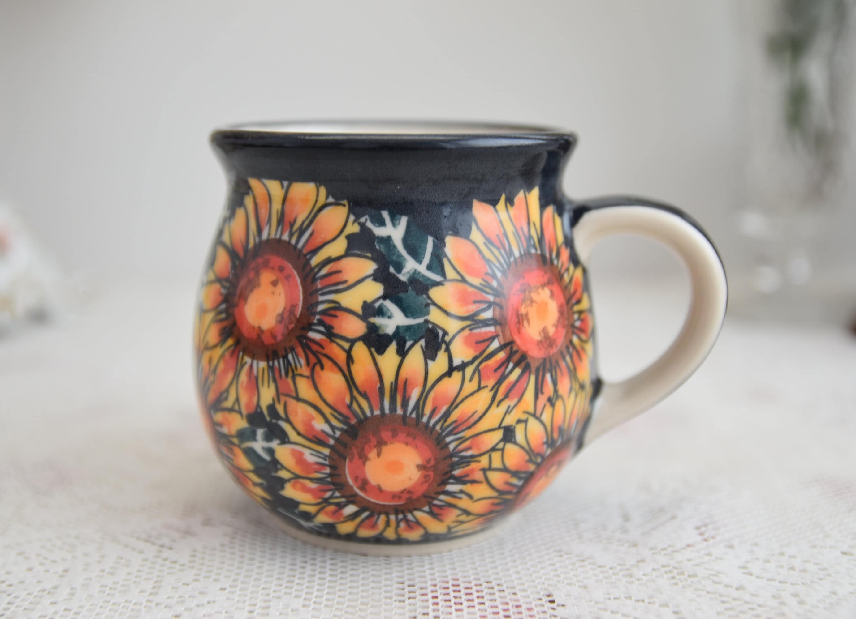 Sunflowers Boleslawiec Handmade Polish Pottery Mug With Loop Handle by ...