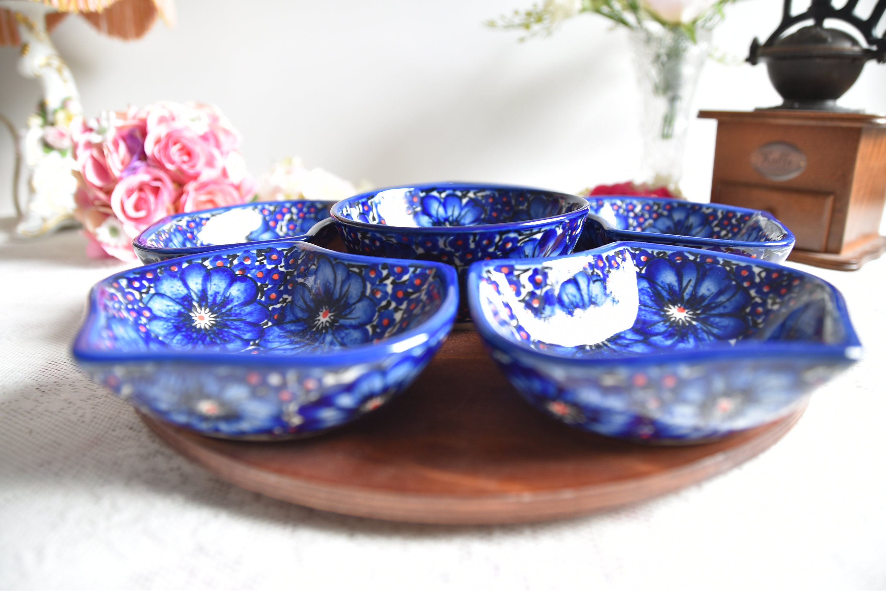 Lazy Susan Polish Pottery Large Dipping Sauce Bowls Set for - Etsy