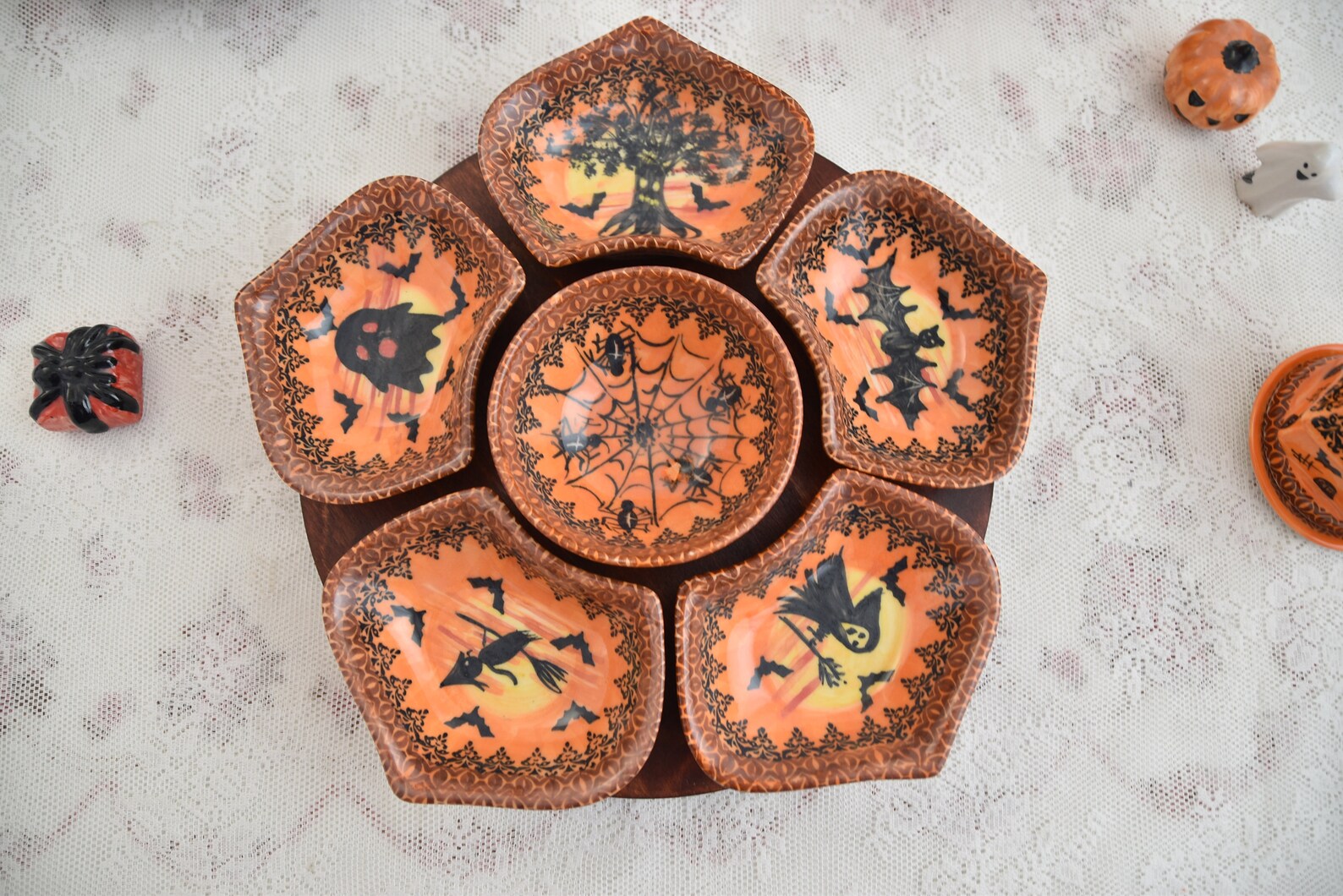 Halloween Lazy Susan for Dining Table With Rotating Tray, Dipping Sauce ...