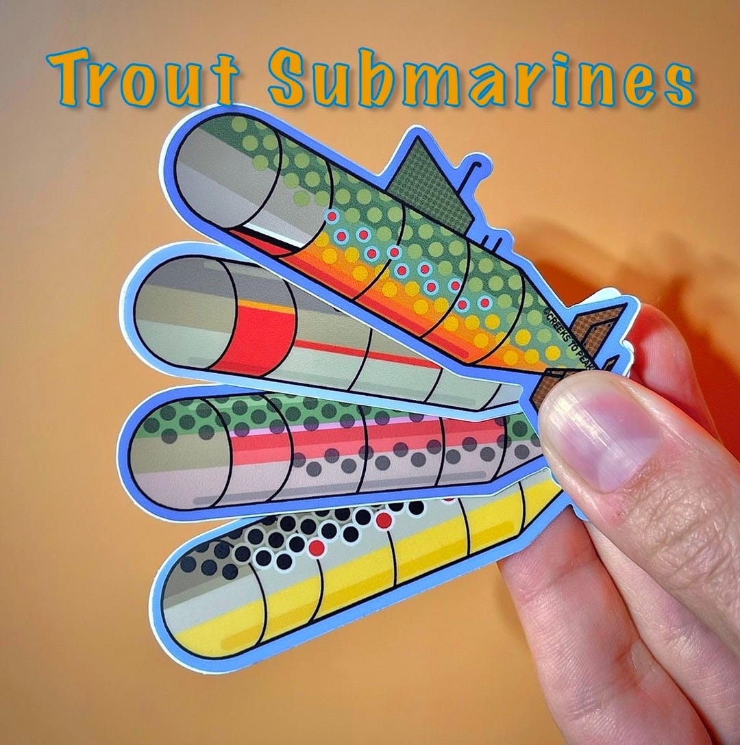 Trout Submarines - Trout Torpedo - Waterproof Trout Stickers - Etsy
