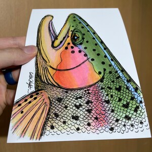 Rainbow Trout Fish Art Print 5x7 - Etsy