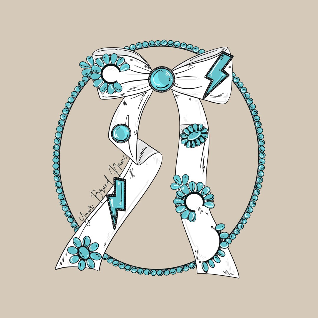 Turquoise Bow Western Graphic: Hand-drawn PNG SVG Design (digital ...