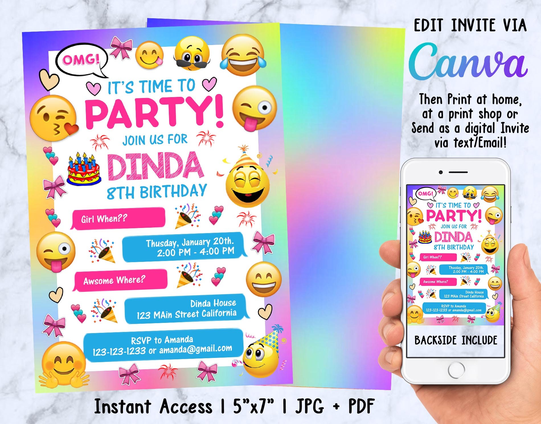 Emoji Invitation Emoji Party Invitation Emoji Party Emoji - Etsy Canada