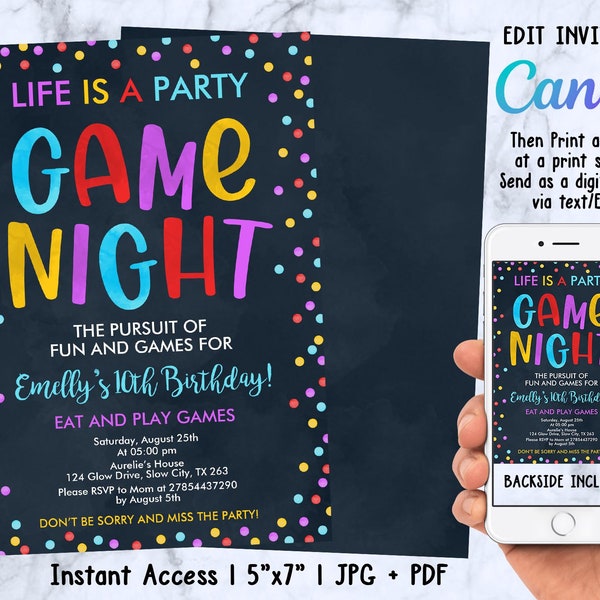 Birthday Party Game Night Invitation - Etsy UK
