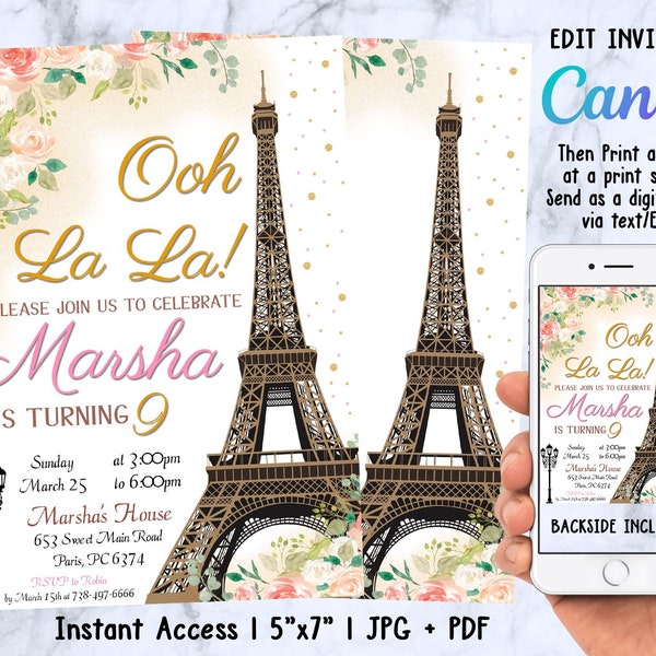 Paris Invite - Etsy