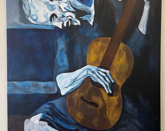 Rendition of Picasso's the Old Guitarist Blue Period Handmade Oil ...