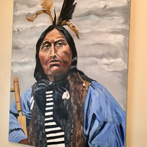 Native American Indian Bold Portrait Painting Acrylic on Canvas Wall ...