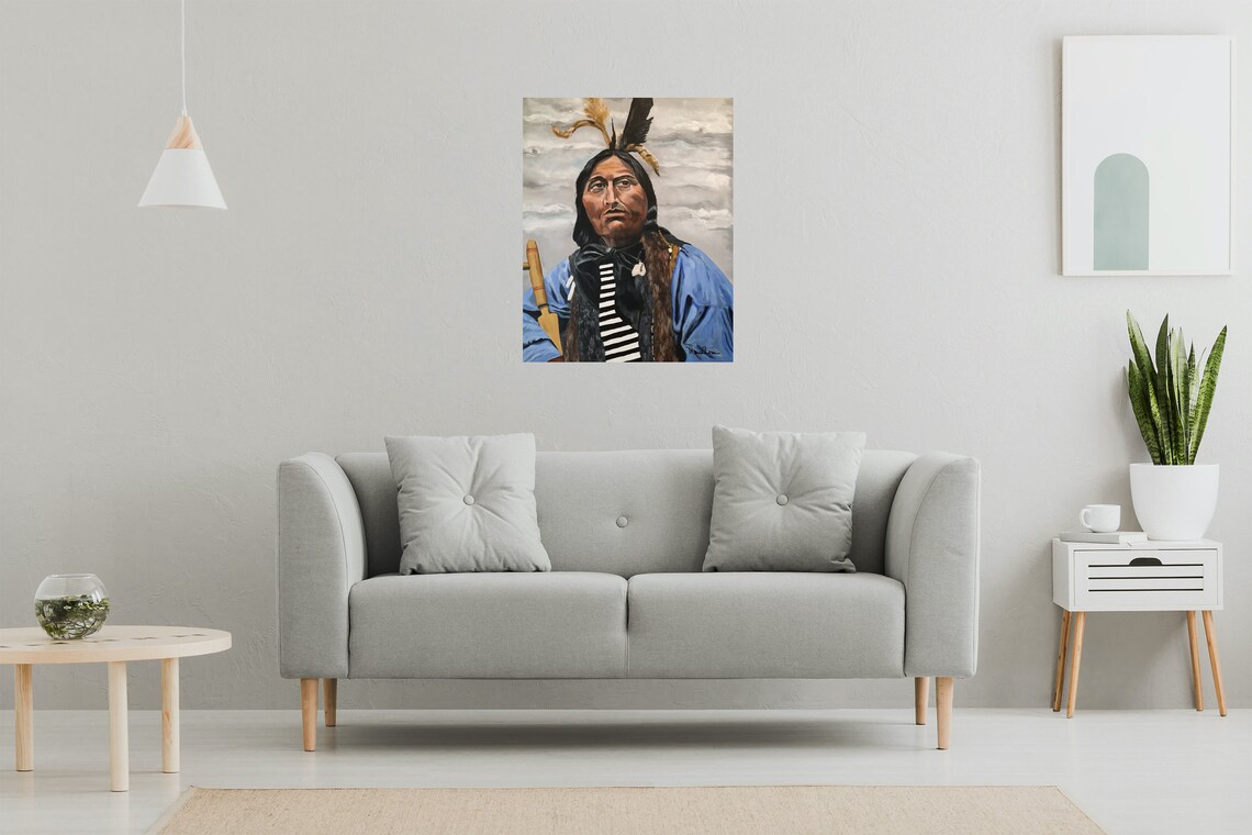 Native American Indian Bold Portrait Painting Acrylic on Canvas Wall ...