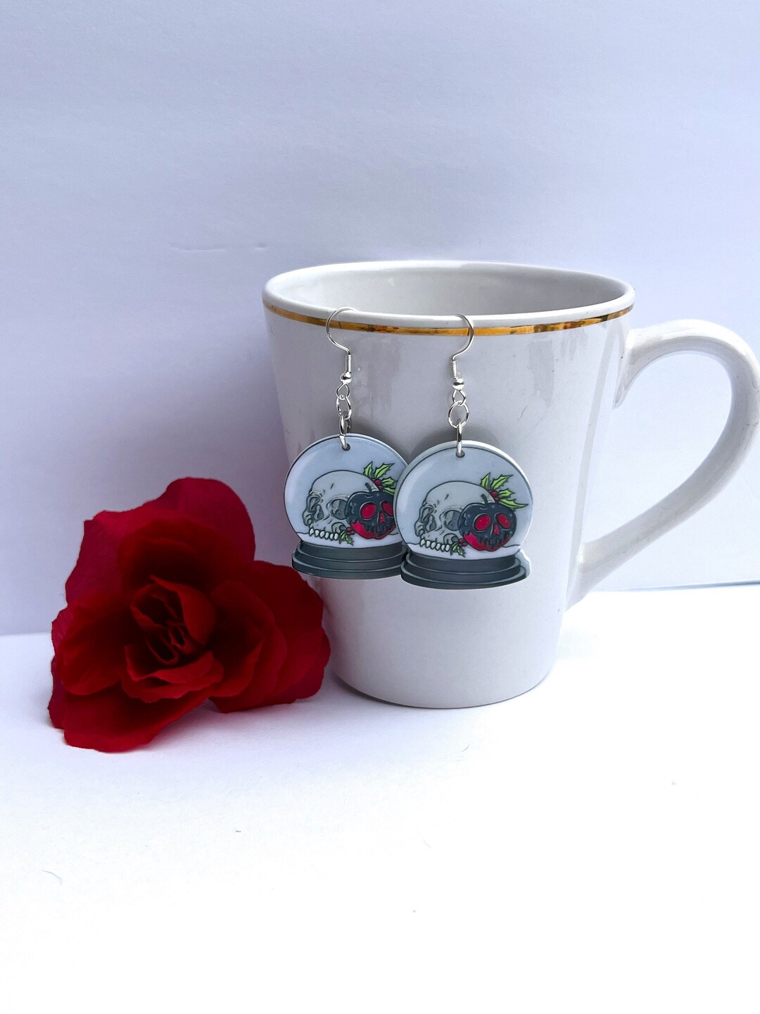 Acrylic Creepy Christmas Skull Crystal Ball Earrings Creepy - Etsy