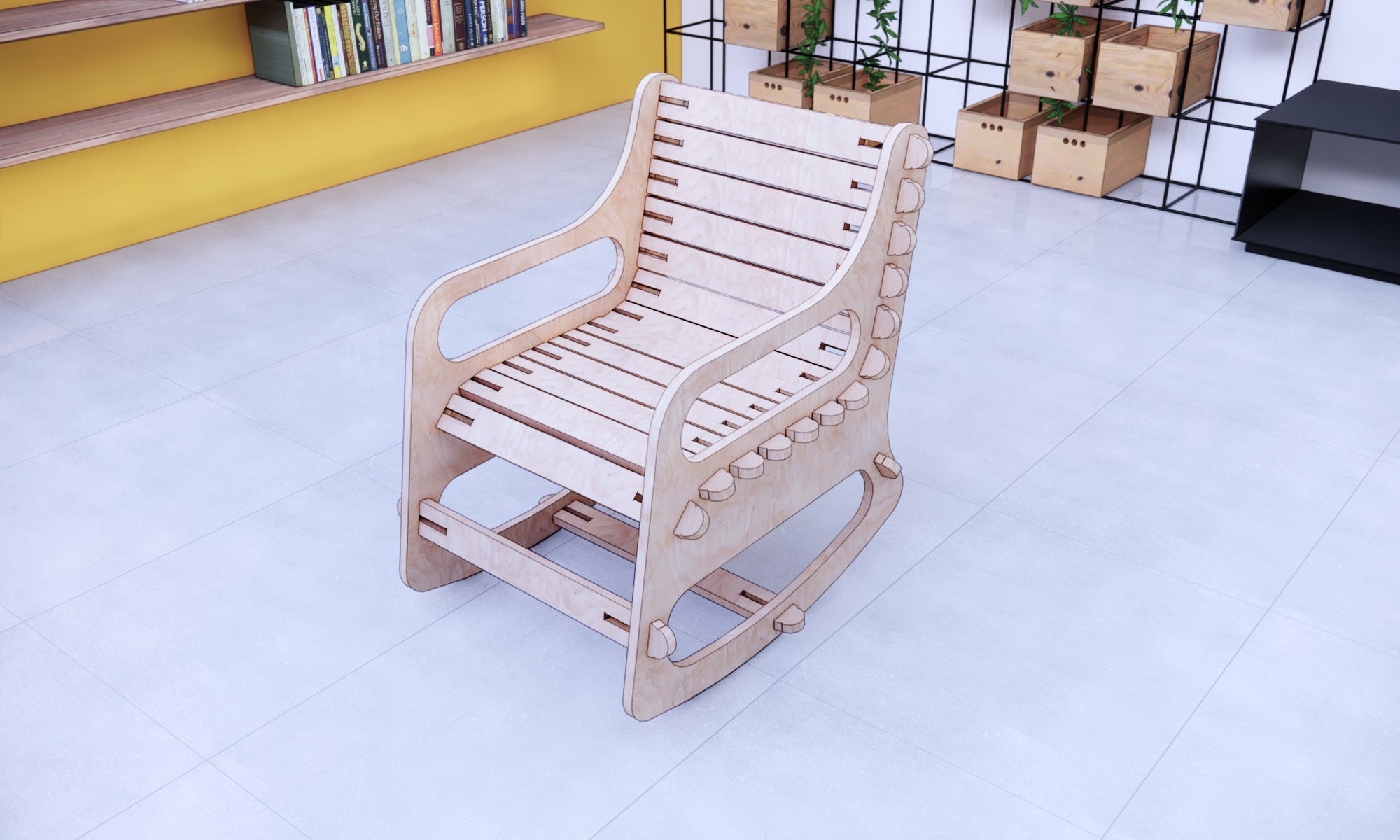 Rocking Chair Assembly, Laser Cut Wooden Rocking Chair DXF File, Chair ...