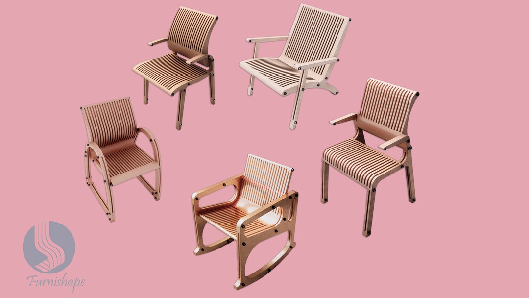 Plywood Furniture, Chair Cnc File, 5 Plywood Chairs Pack, Chair Vector ...