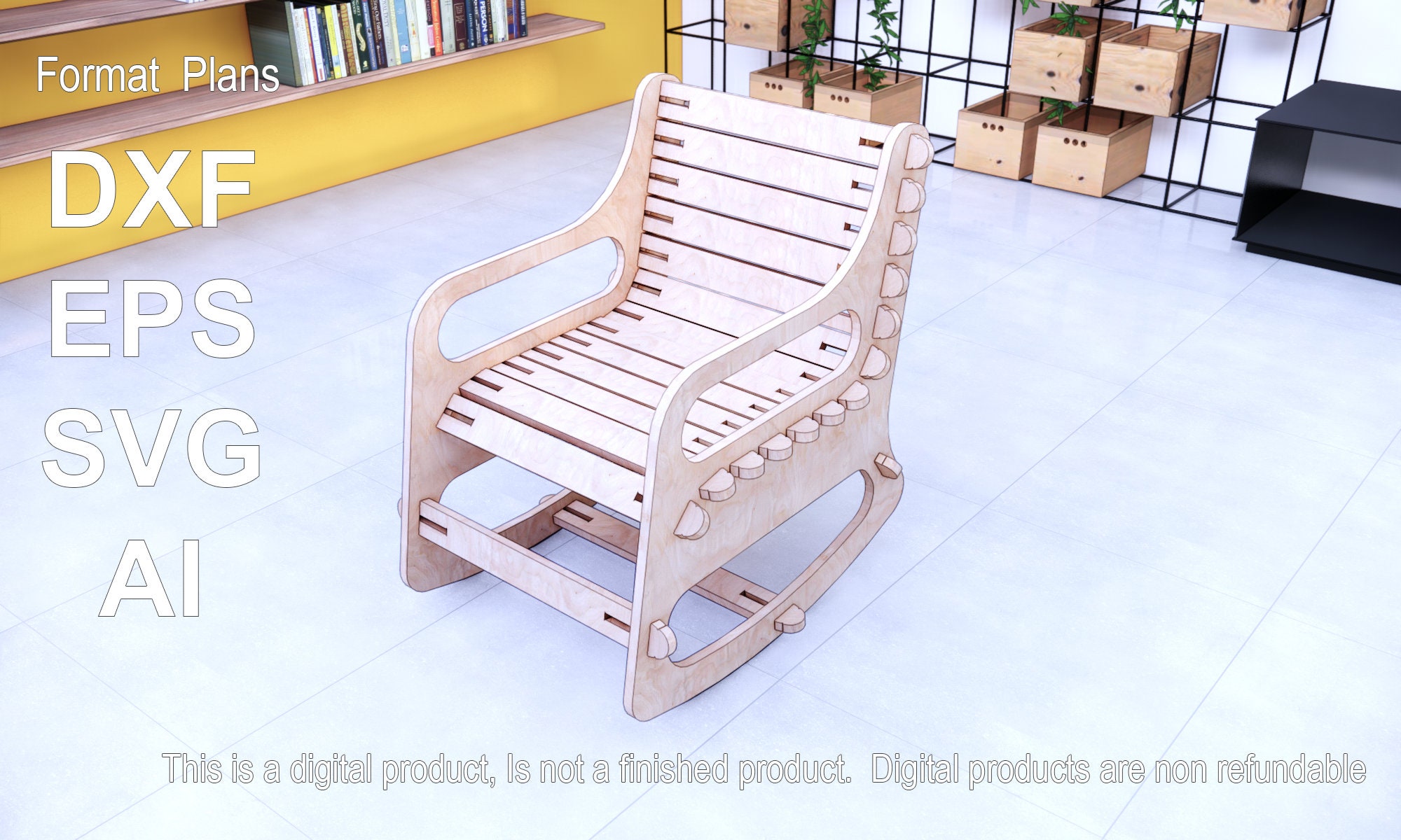 Rocking Chair Assembly, Laser Cut Wooden Rocking Chair DXF File, Chair ...